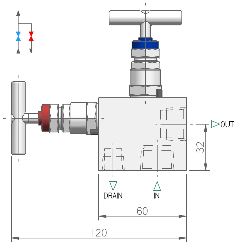 M22, 2-way Manifold - PandID - Uw appendages en instrumentatie leverancier