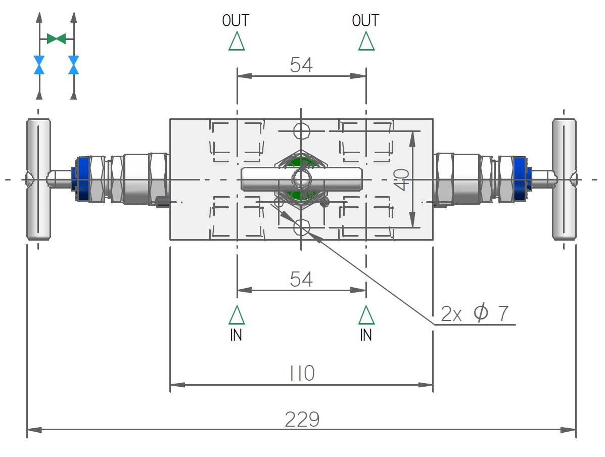 M30, 3-way Manifold - PandID - Uw appendages en instrumentatie leverancier