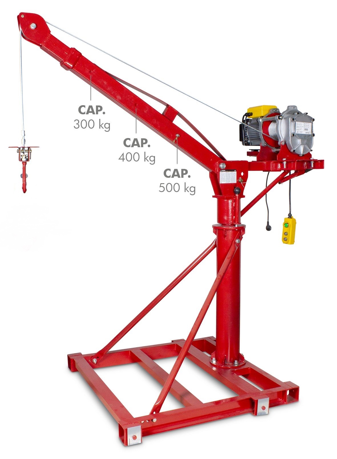 Mobiele kraan 500 kg met elektrische lier 230V - Tools-n-More Gereedschappen
