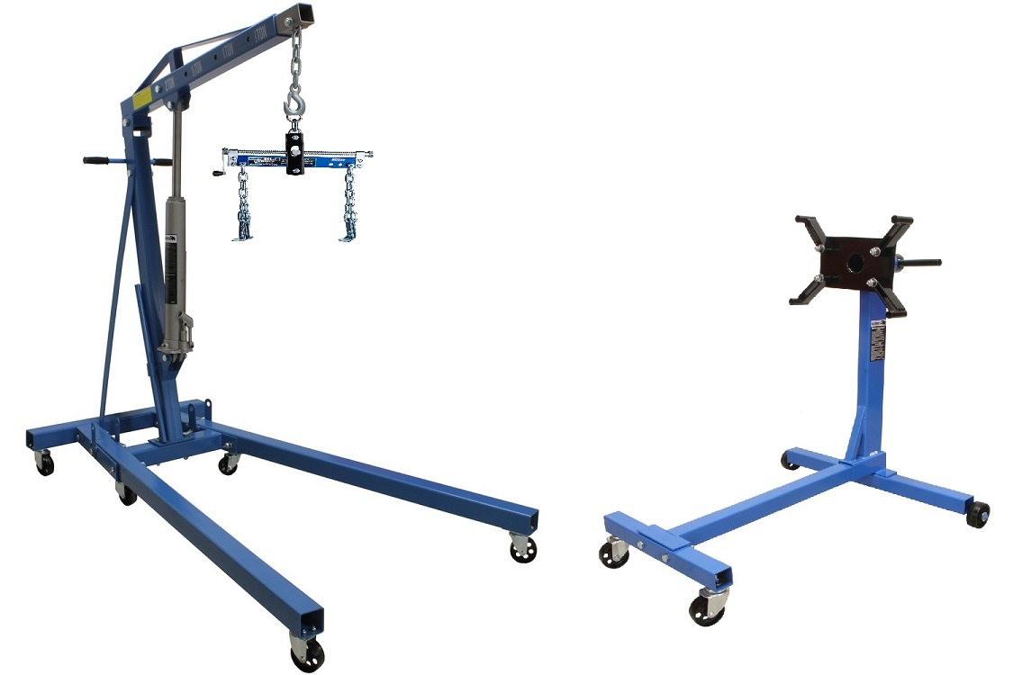 Motortakel / Werkplaatskraan 2 ton MAMMUTH Blauw - Motorbok 450 kg ...