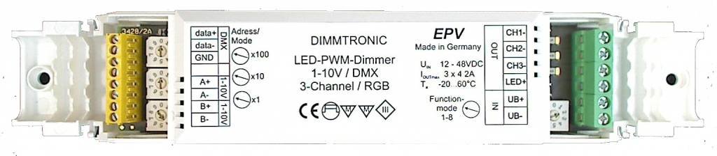 PWM LED-Dimmer, 3-channel 1-10V / DMX, 3 x 4A - EPV | Lighting Controls ...