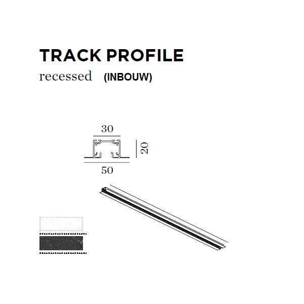 Track 1-phase recessed in white or black - Dirks Lichtadvies