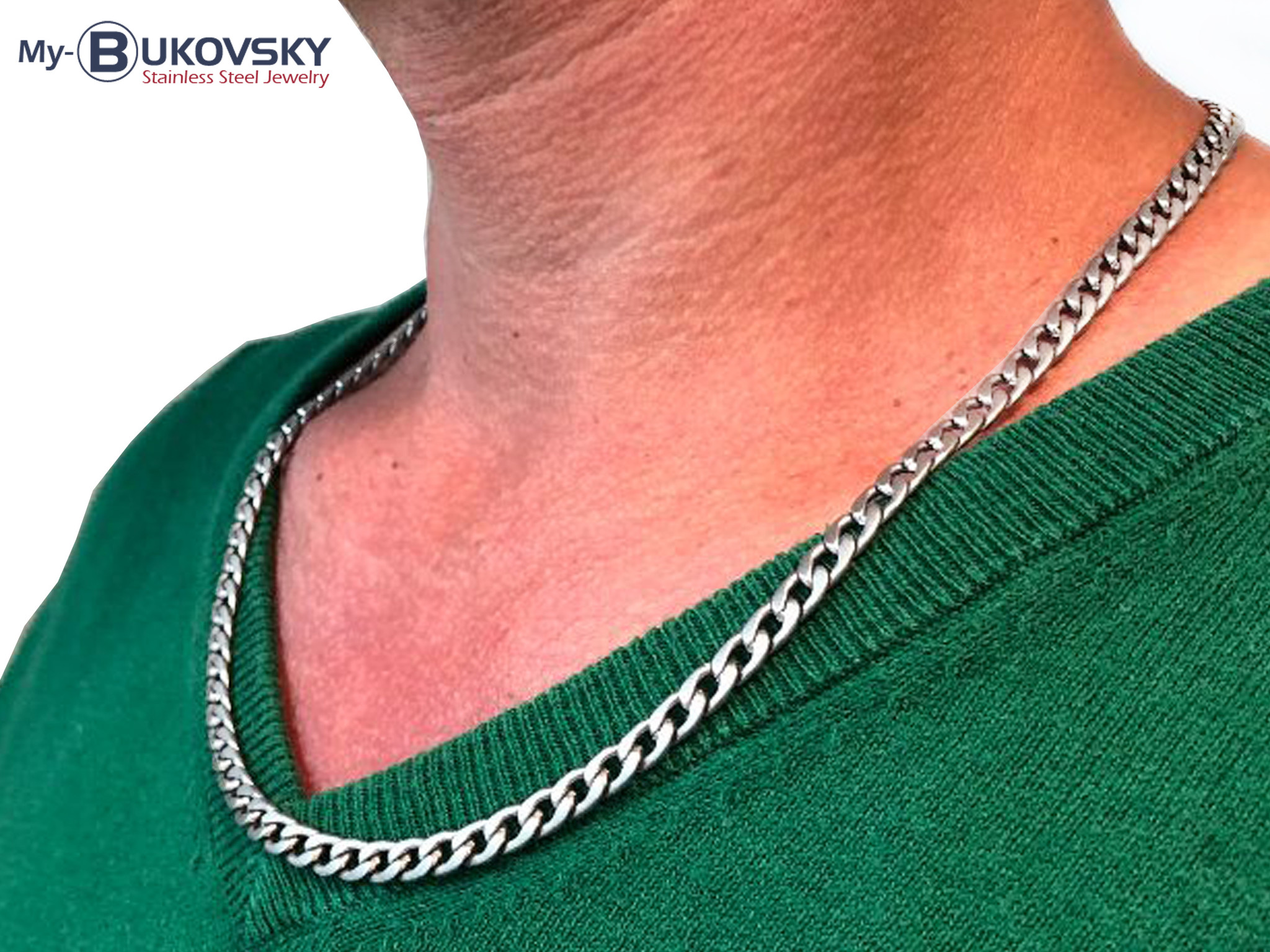 Bukovsky Stalen Heren Ketting SH9200 - Brushed - Gourmette - 60 cm - My ...