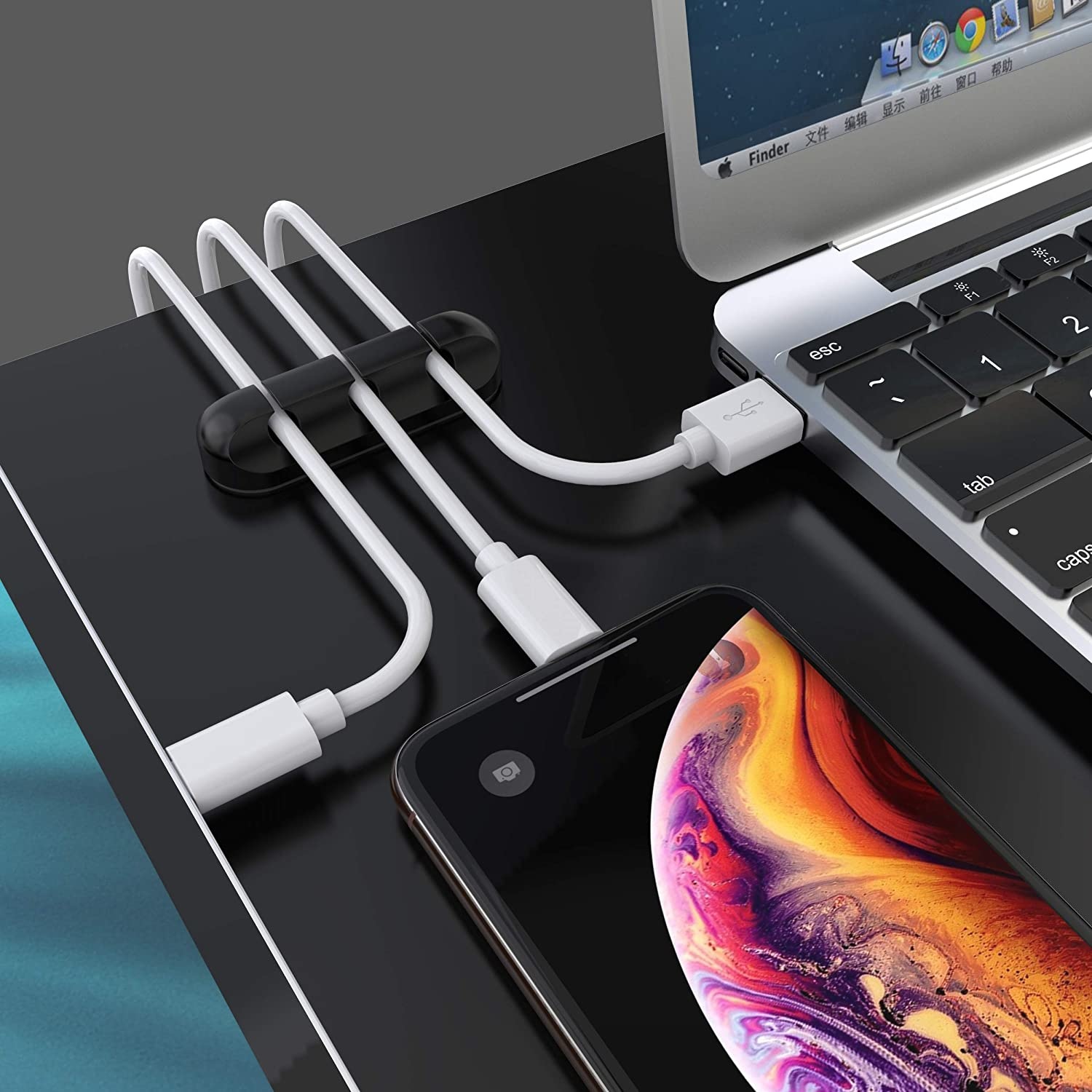 Case2go Kabel Organiser voor 3 Kabels - Kabelhouder met Plakstrip ...