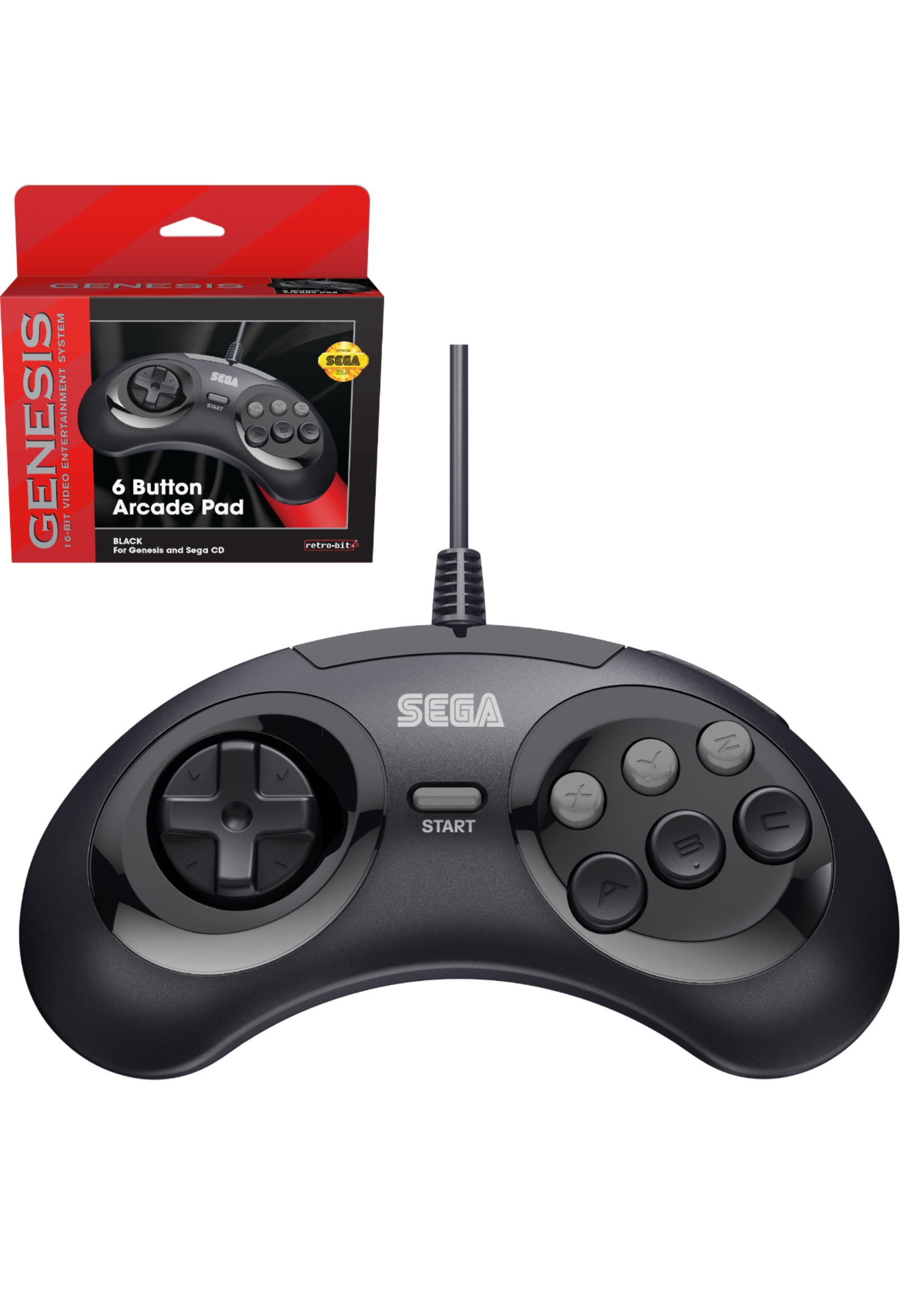 SEGA Genesis 6-button Arcade pad controller - USB - Groothandel-XL