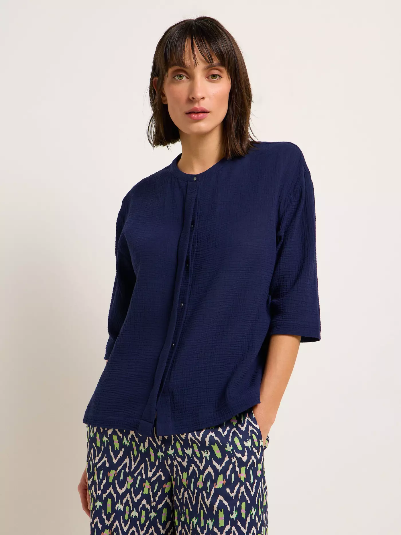 Structured Blouse | Night Blue - De Groene Knoop • Green Lifestyle Store -