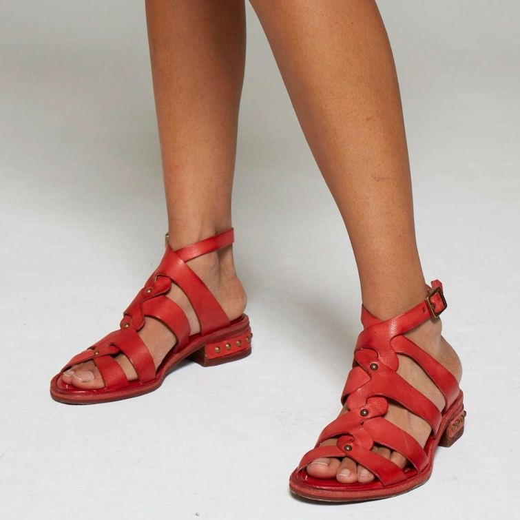 AS98 leren sandalen rood Gea - Mary Jane Schoenenboetiek