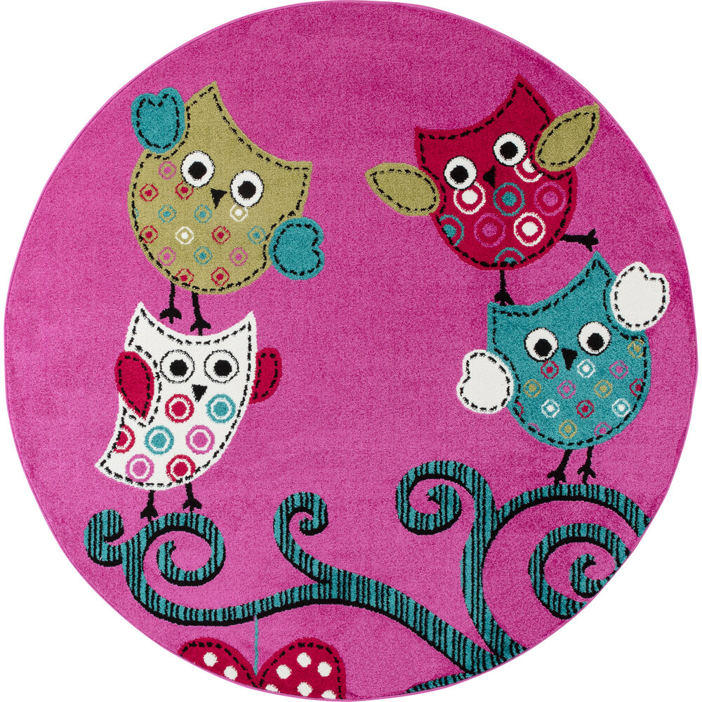 Kinder Vloerkleed Kids Kinderkamer Uil Paars Vloerkleed Rond - Veilig ...