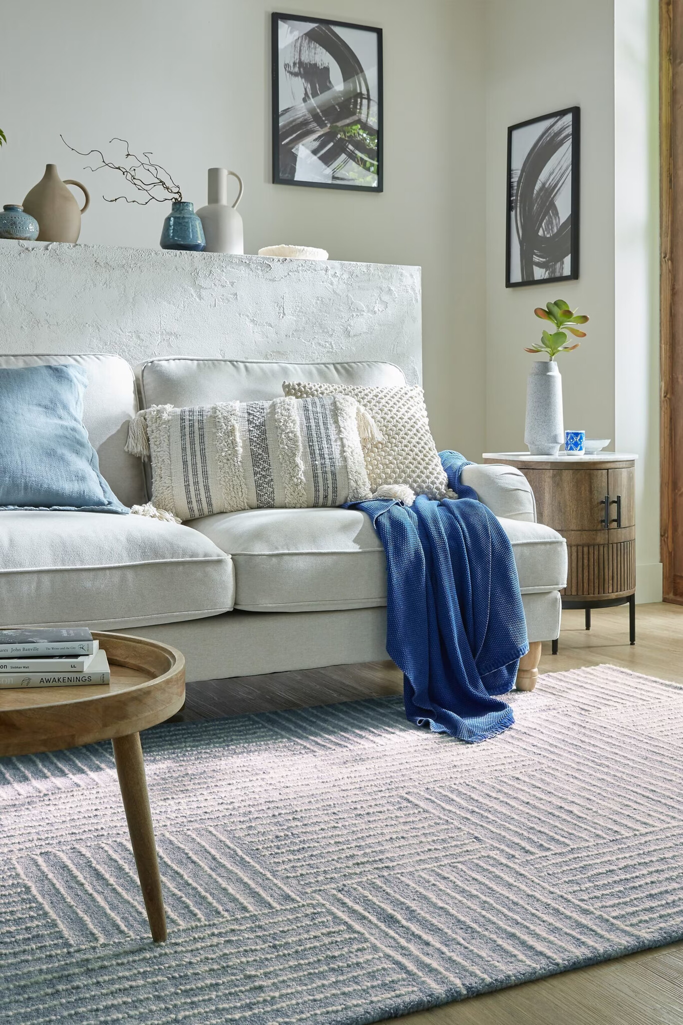 Laagpolig Vloerkleed Check Blue - Abstract - Blauw - Tapijt - Wol ...