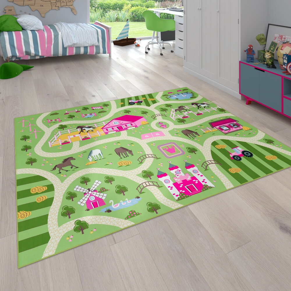 Speelkleed - Binola Horses Roze/Groen - Flycarpets