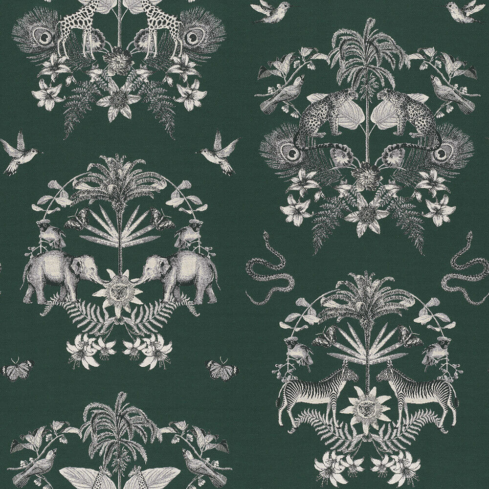 Groene jungle jacquard stof online bestellen? - Decostoffen