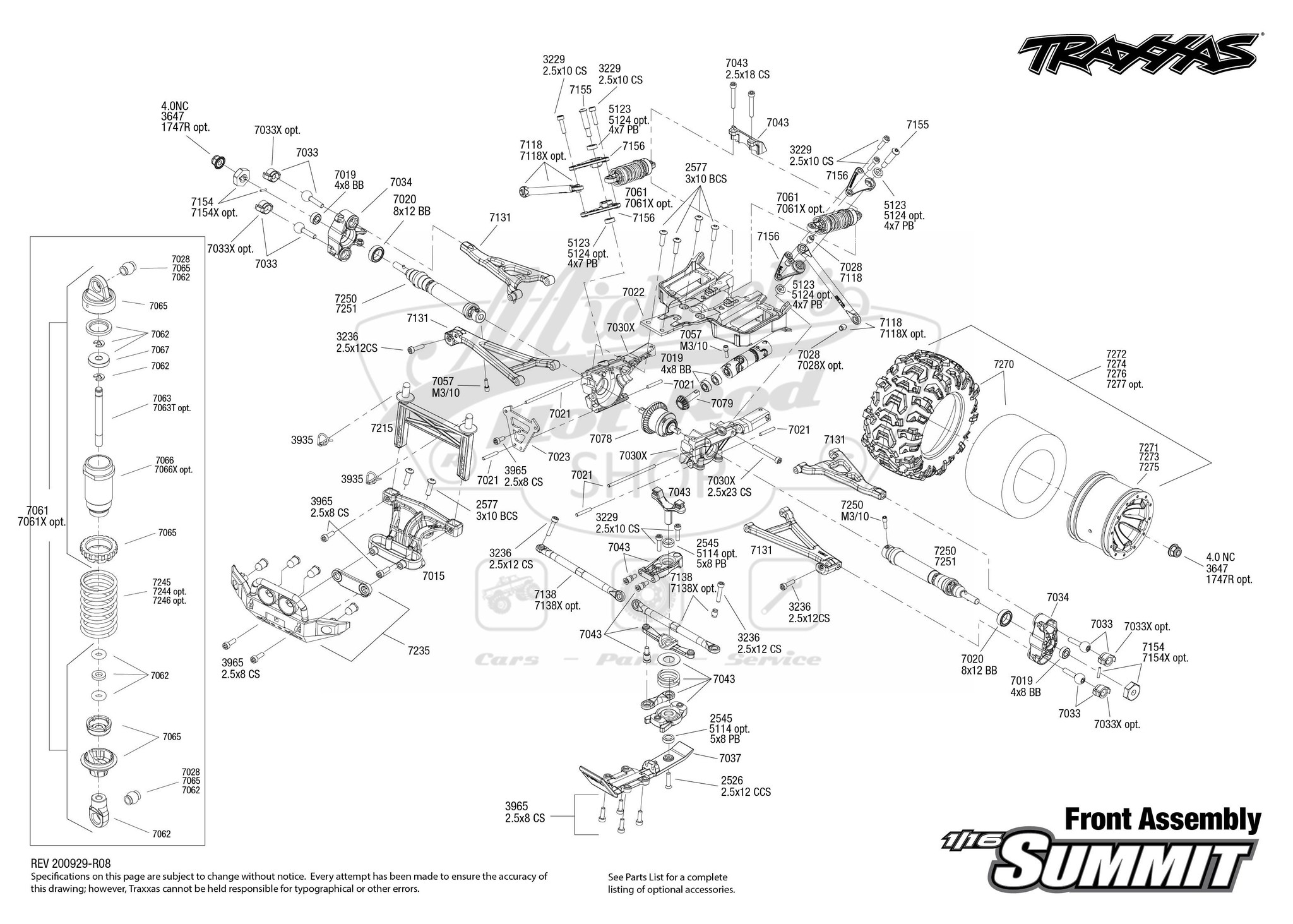 Op deze pagina vind u de onderdelen tekening van de Traxxas Summit 1/16 ...