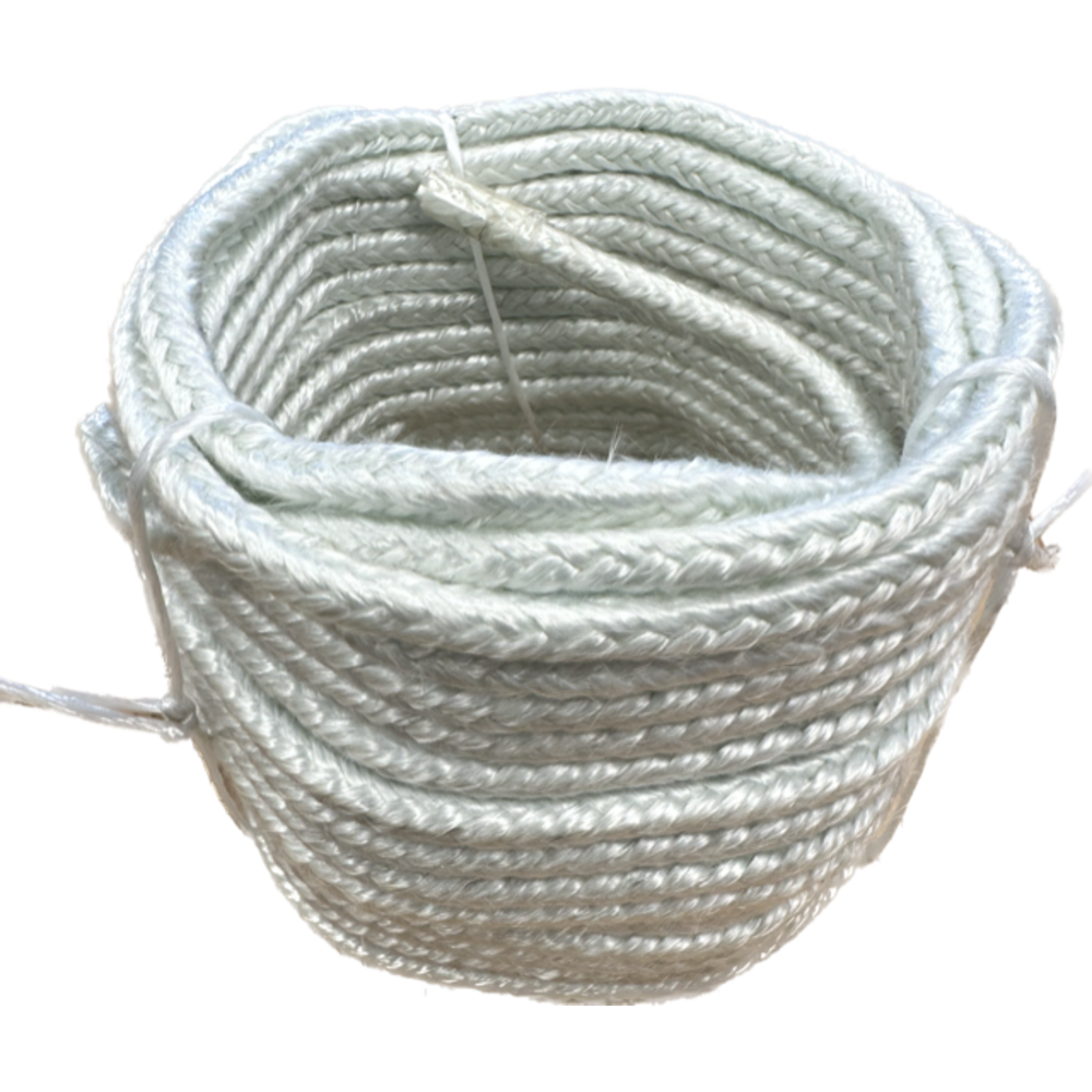 Heat resistant white square stove rope 8x8 mm x 15m - Heat Shieldings B.V.
