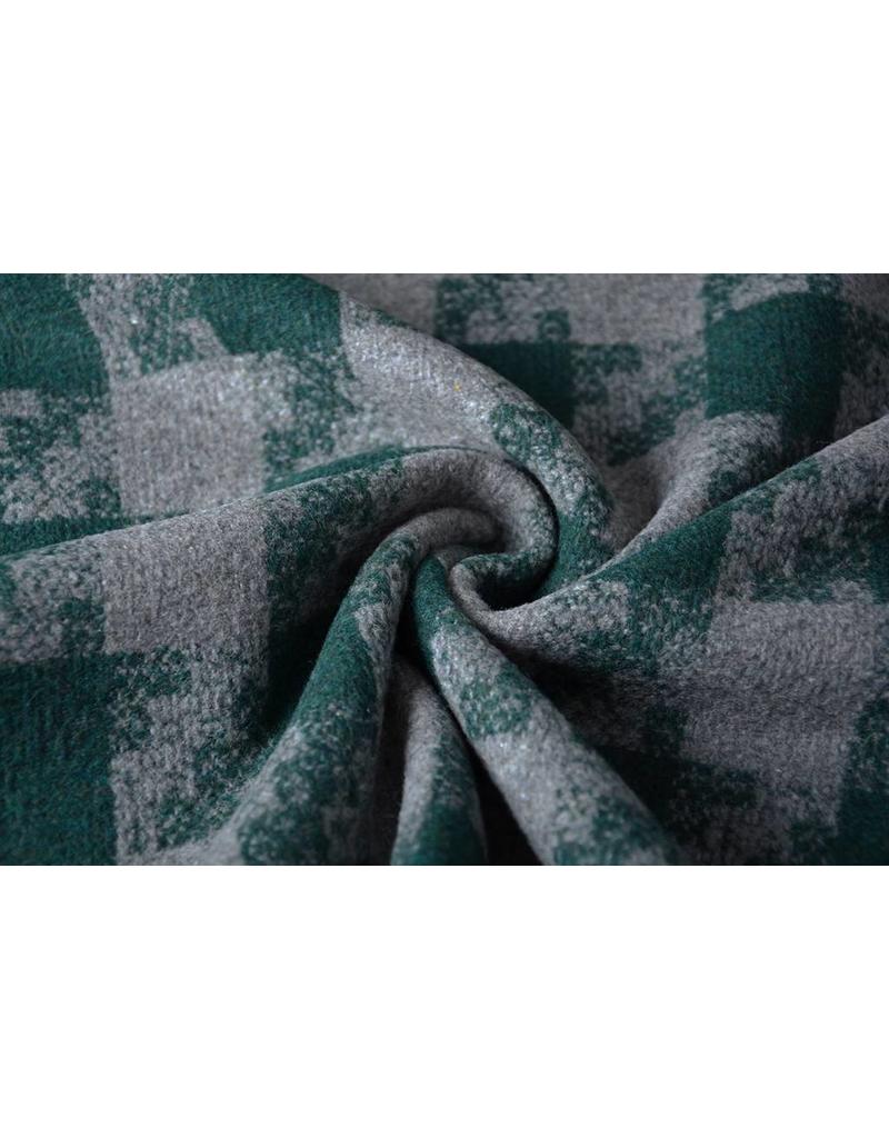 Wollen stof Geruit Donker Groen - YES Fabrics