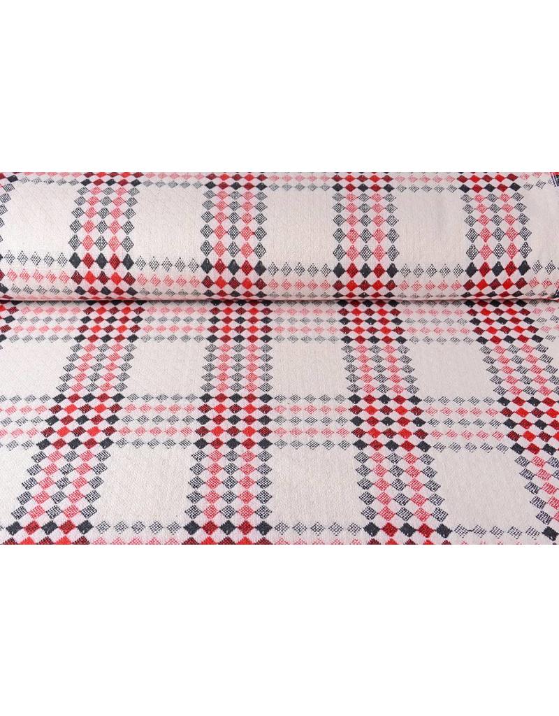 Wollen stof Geruit rood - YES Fabrics