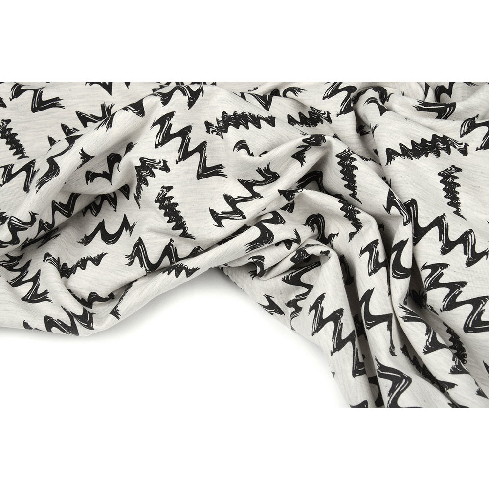 Mi & Joe Mi & Joe French Terry Zick-Zack Creme Melange - YES Fabrics