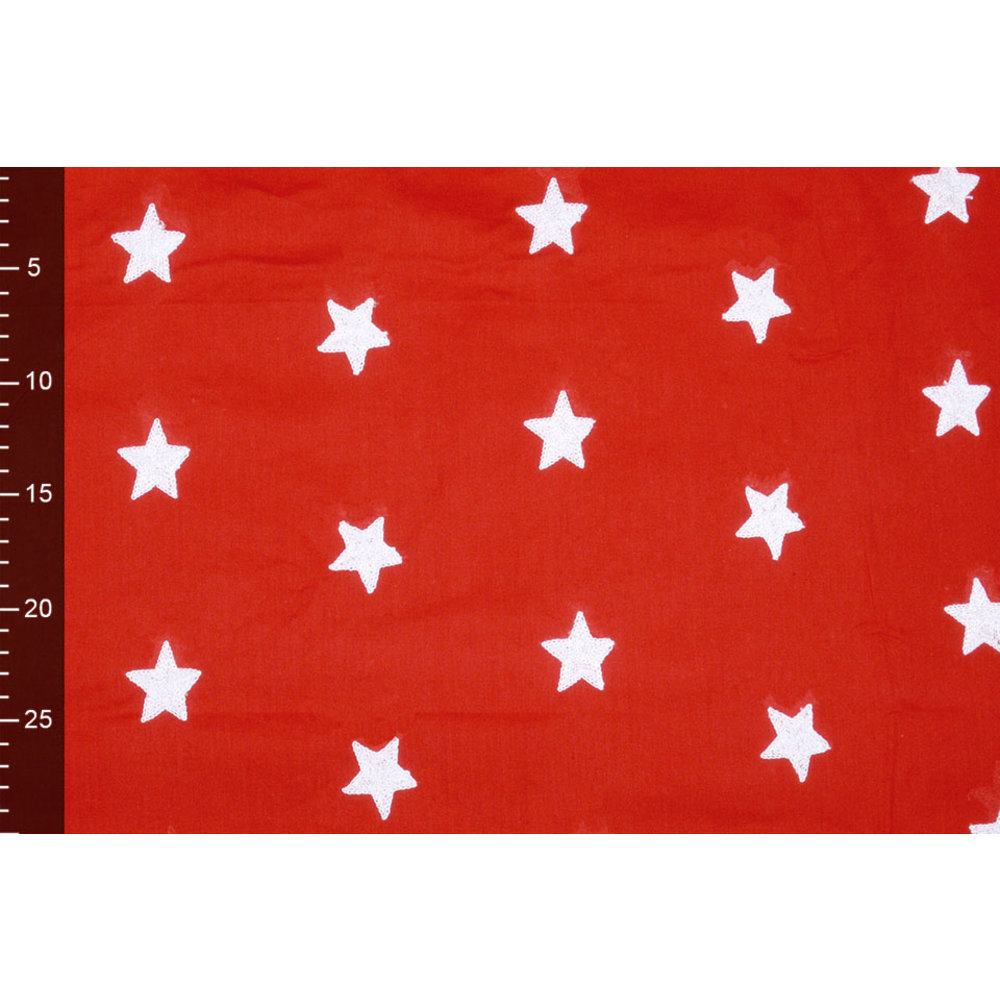 100% Cotton Stars embroidered Red White - YES Fabrics