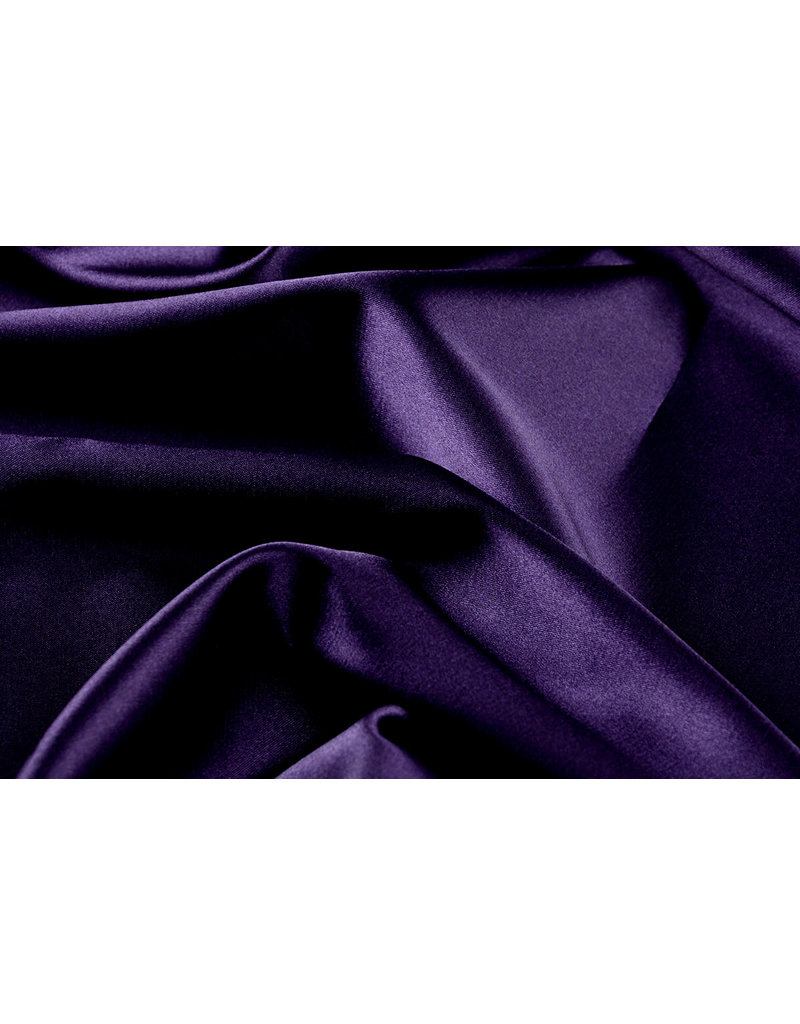 Stretch Satijn Donker Paars - YES Fabrics