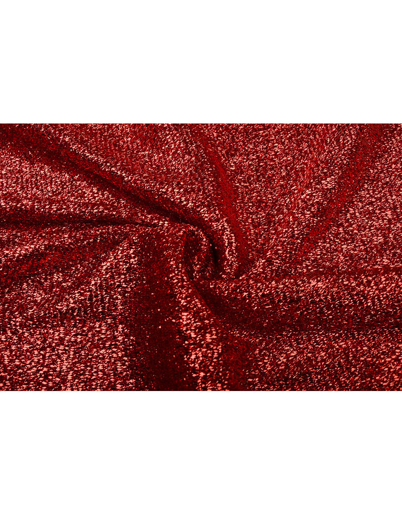 Knitted Glitter Metallic Rood - YES Fabrics