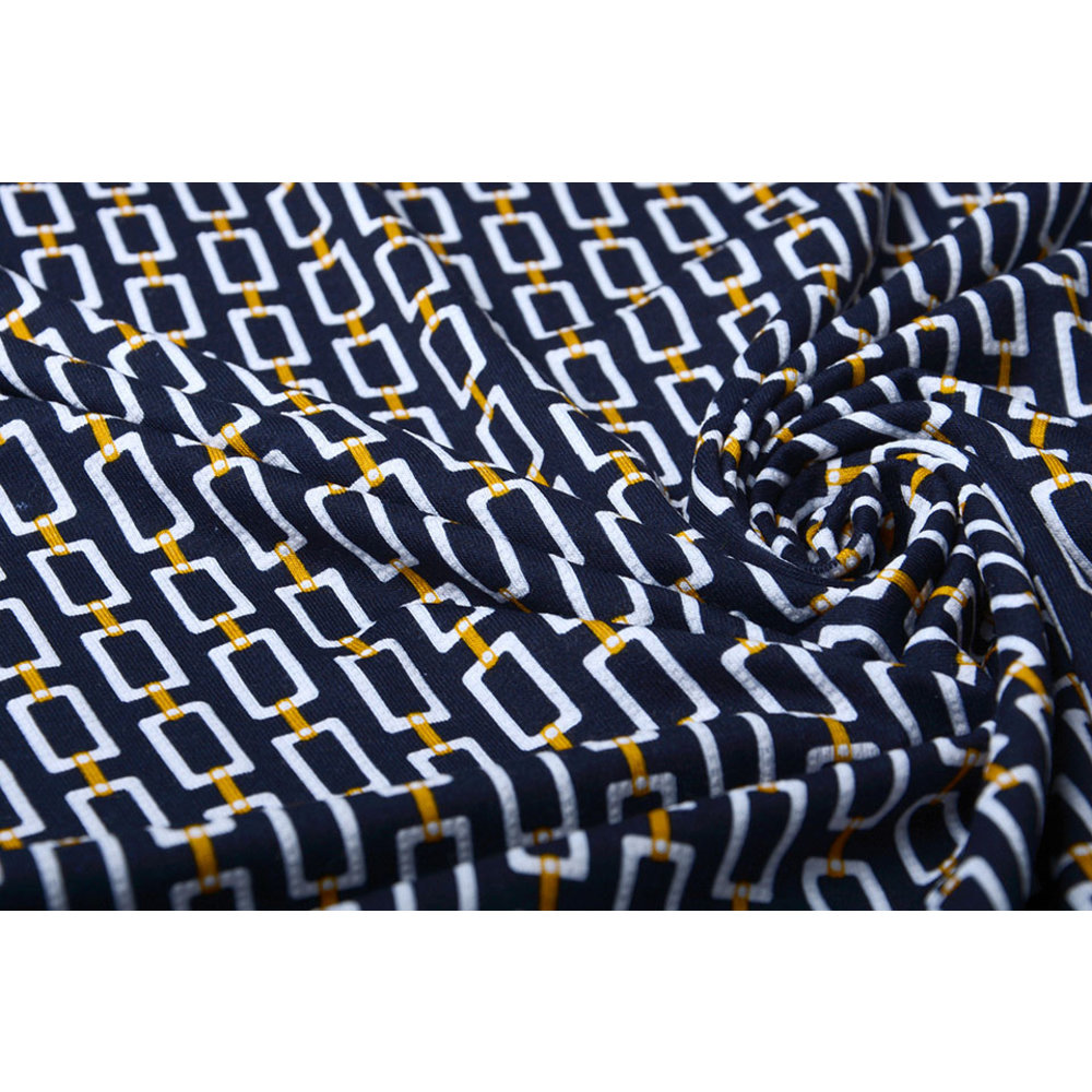 Viscose Jersey Lacquar Chains Marine - YES Fabrics