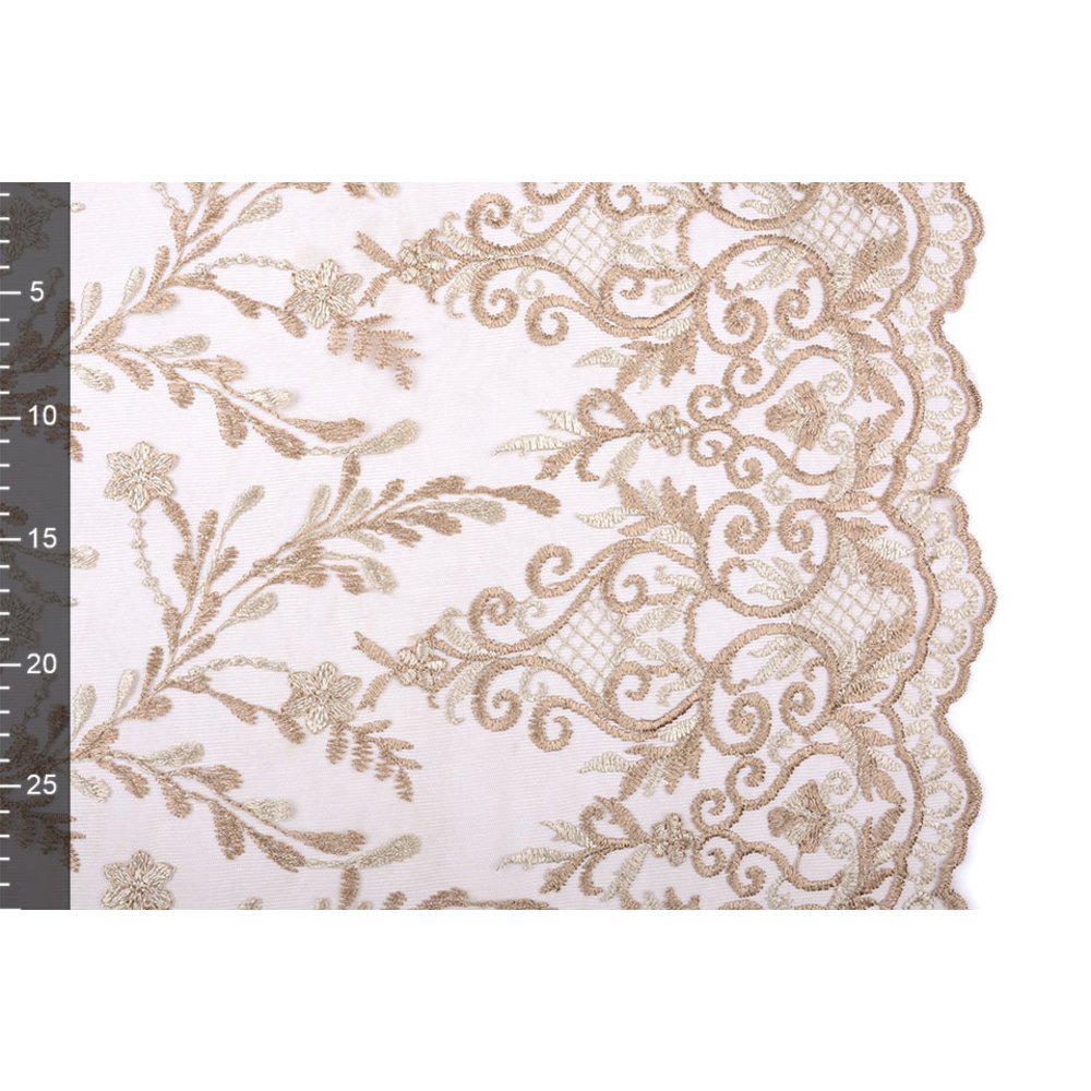 Netz Bestickt Manga Taupe - YES Fabrics