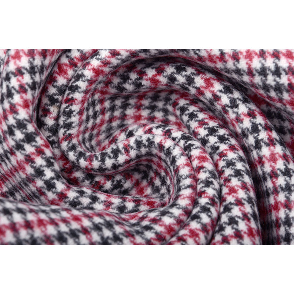 Geweven Wollen Stof Fijn Geruit Rood - YES Fabrics