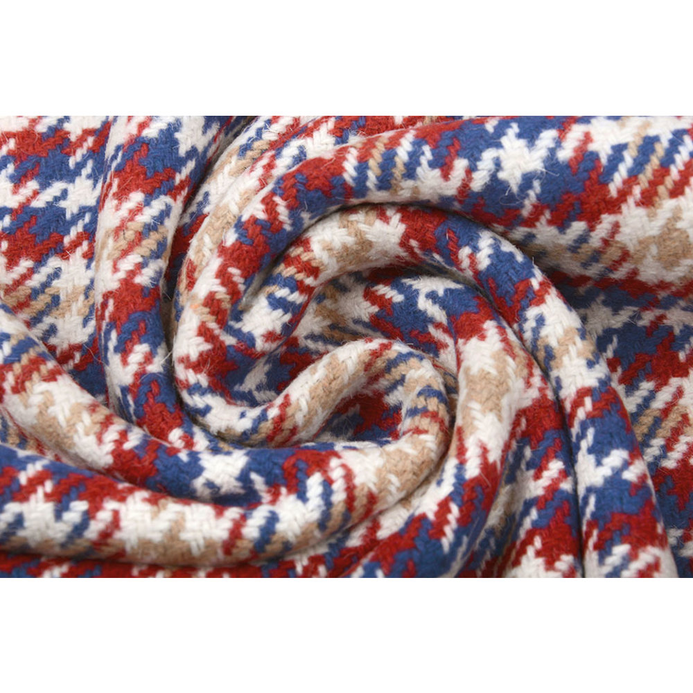Woven Woolen Fabric Checkered Red Blue - YES Fabrics