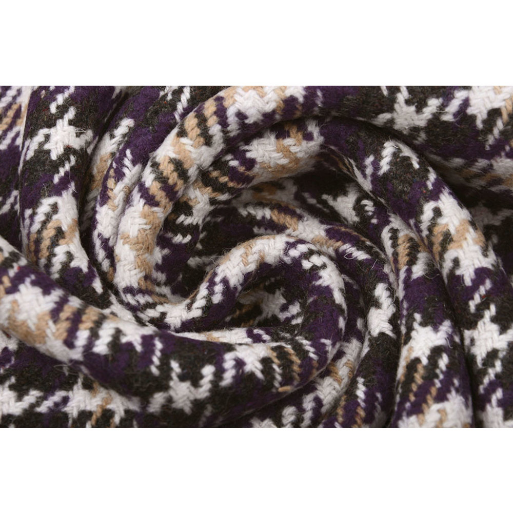 Geweven Wollen Stof Geruit Paars Donker Grijs - YES Fabrics