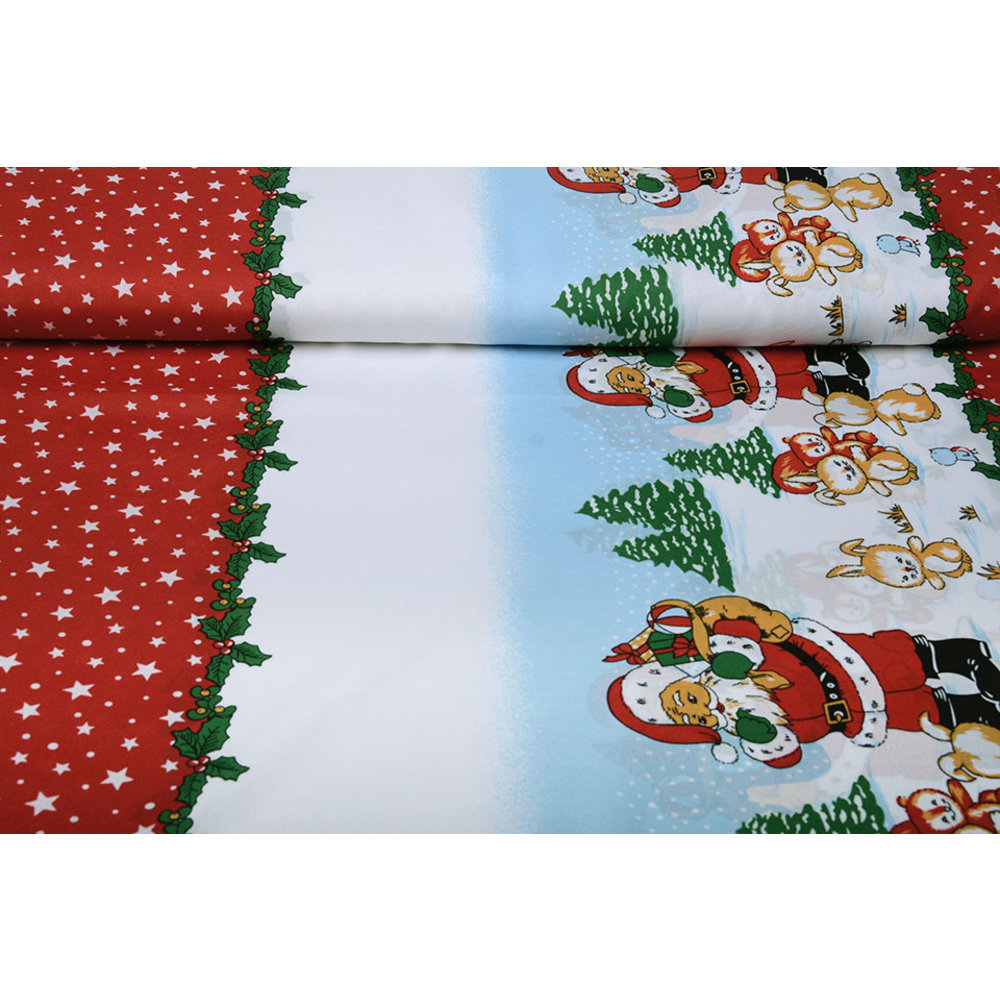Christmas Fabric Santa Animals Red - YES Fabrics