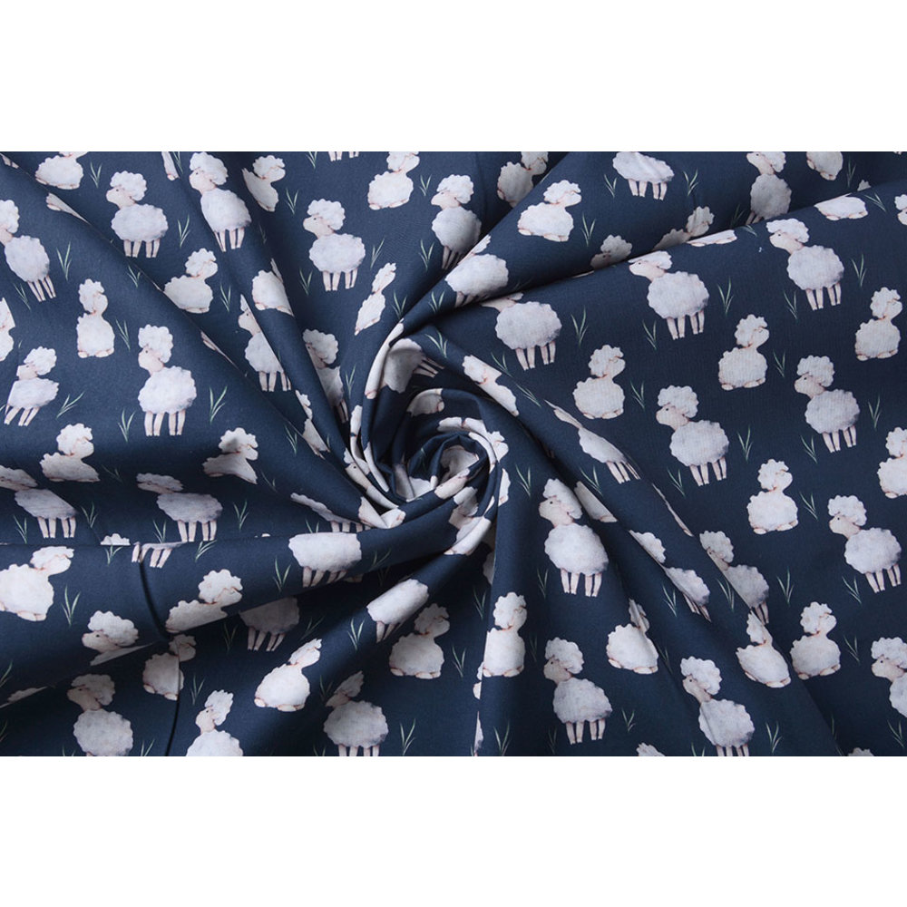 100% Digital Cotton Sheep Navy Blue - YES Fabrics