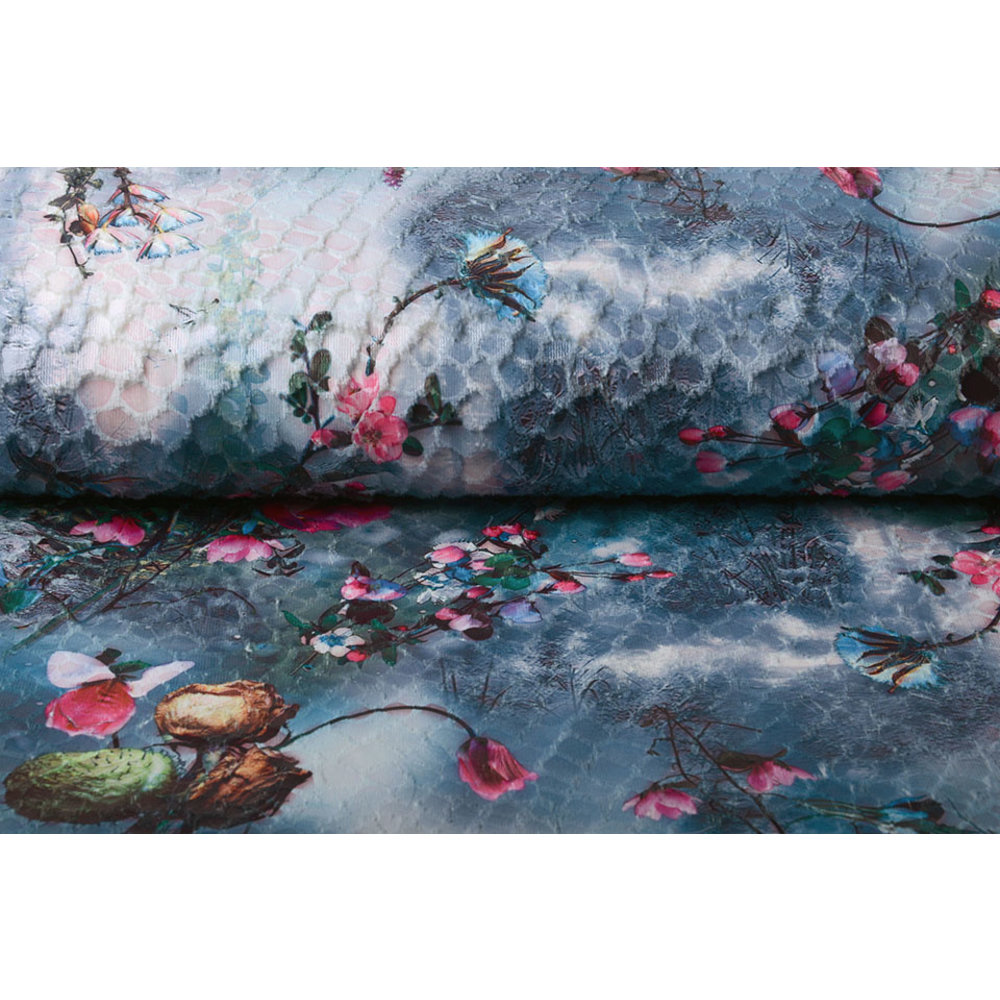 Roses Fur Flowers Blue - YES Fabrics