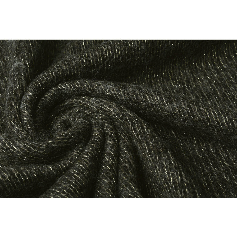 Gestrickter Wolle Lurex Dunkel Armeegrün - YES Fabrics