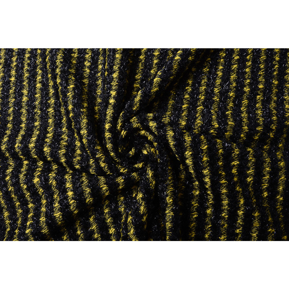 Katoenen Bouclé Strepen Geel - YES Fabrics