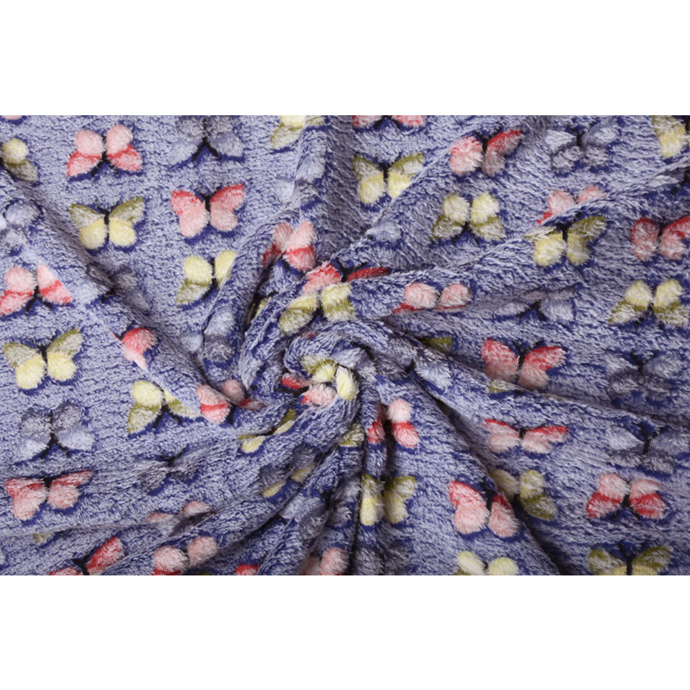Coral Fleece Vlinders Kobaltblauw - YES Fabrics