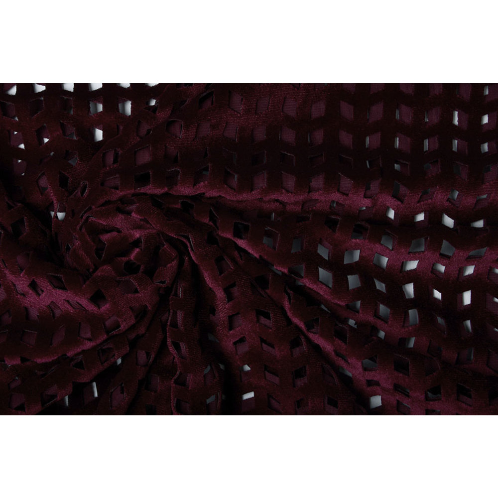 Velours Mesh Checks Bordeaux - YES Fabrics