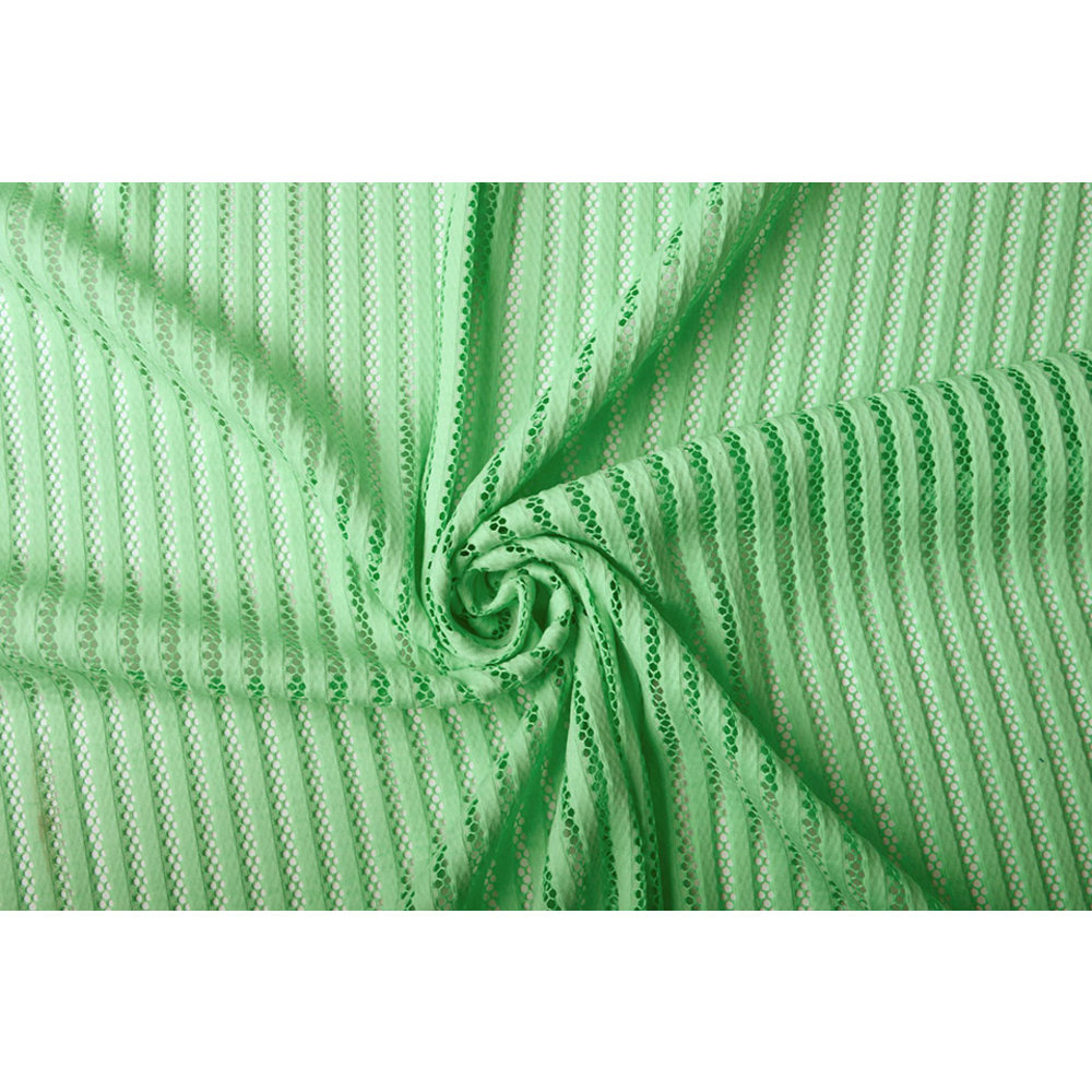 Interlock Mesh Stripes Mint Green - YES Fabrics