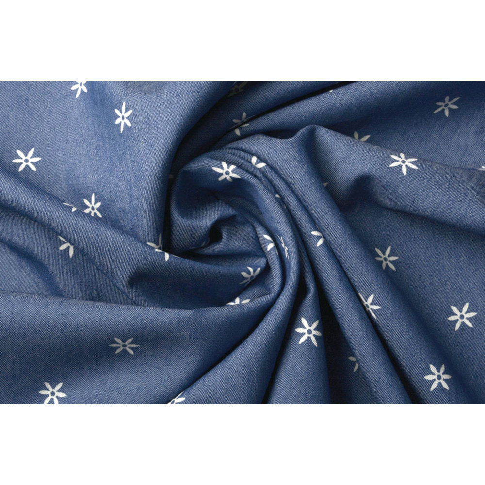 Bedruckte Jeans Puck Mittle Blau - YES Fabrics
