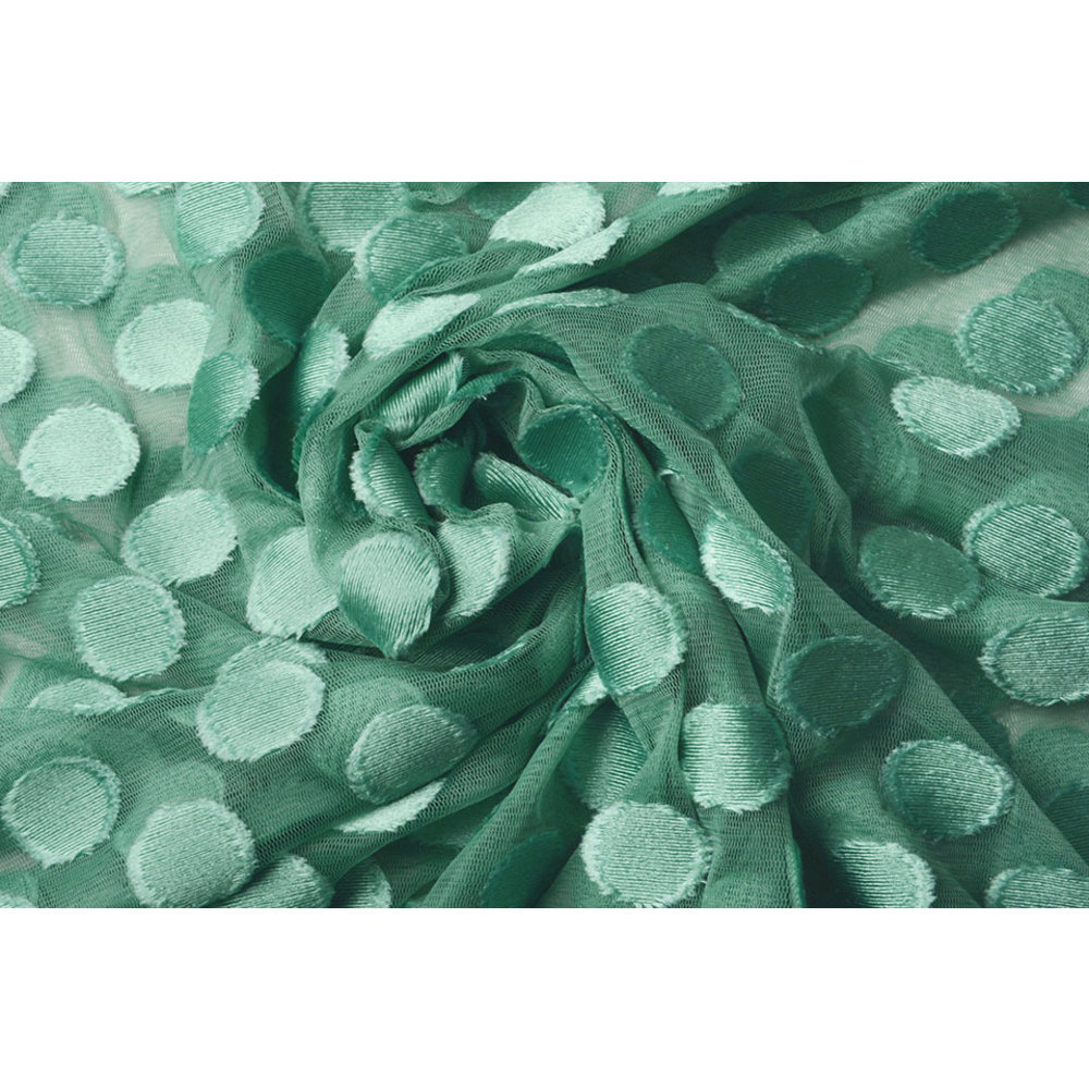 Fine Tule Dots Dark Mint Green - YES Fabrics
