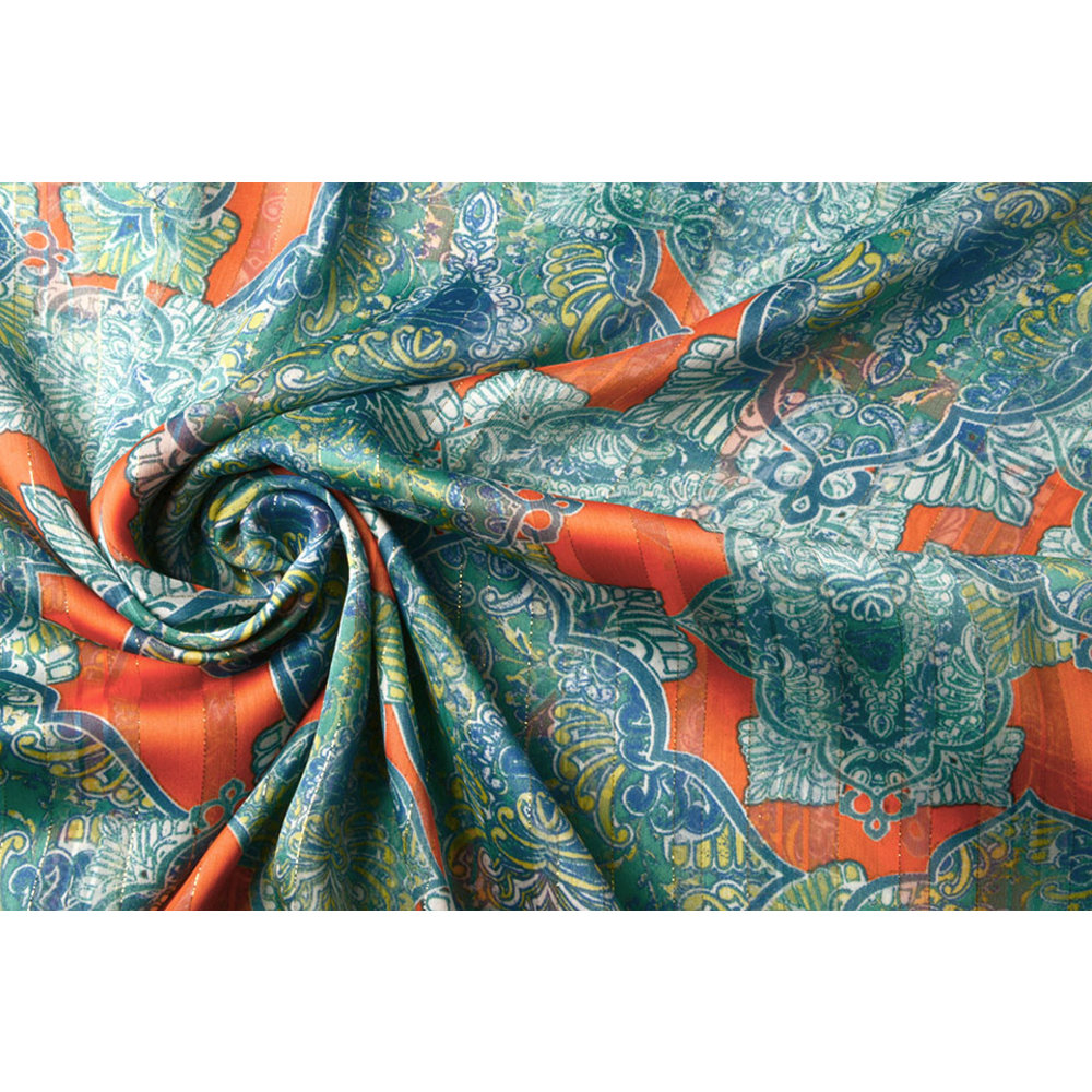 Chiffon Satin Lurex Timur Orange - YES Fabrics