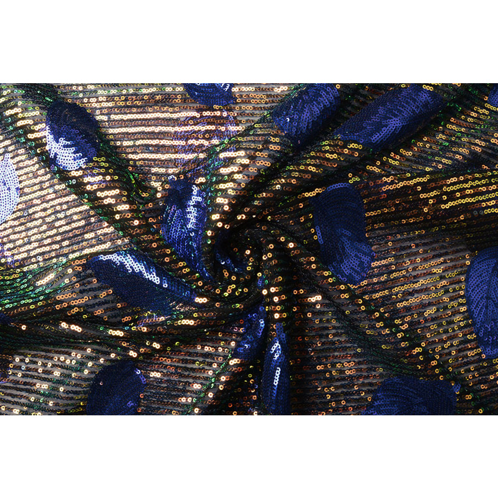 Sequins on Mesh Feather Blue - YES Fabrics
