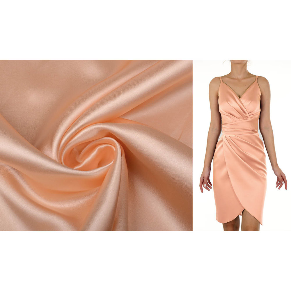 Stretch Satijn Peach - YES Fabrics