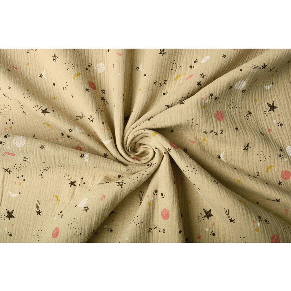 Baumwoll Musselin Stoff Schlaf Gut Sand - YES Fabrics