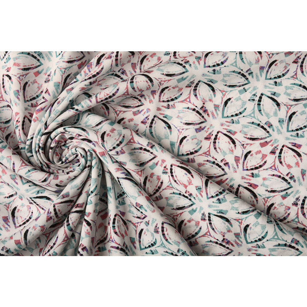 100% Viscose Morir Flor Aqua - YES Fabrics