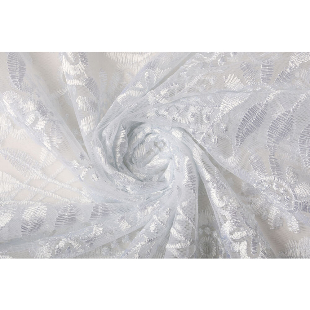 Mesh Embroidered June White - YES Fabrics