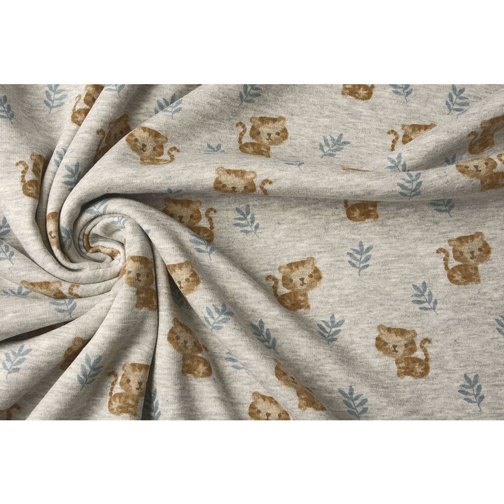 Sweatstoff Alpenfleece Tiger Grau Melange - YES Fabrics