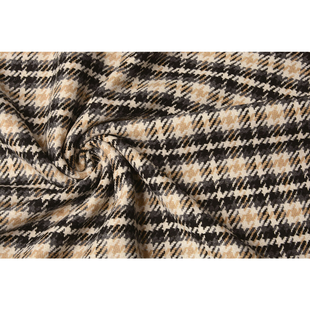 Geweven Wollen Stof Ruit Grijs - YES Fabrics