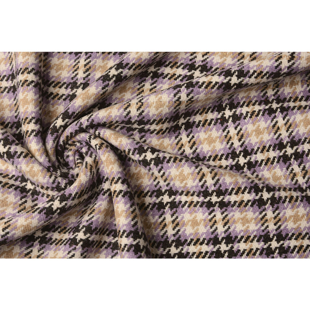 Geweven Wollen Stof Ruit Lila - YES Fabrics