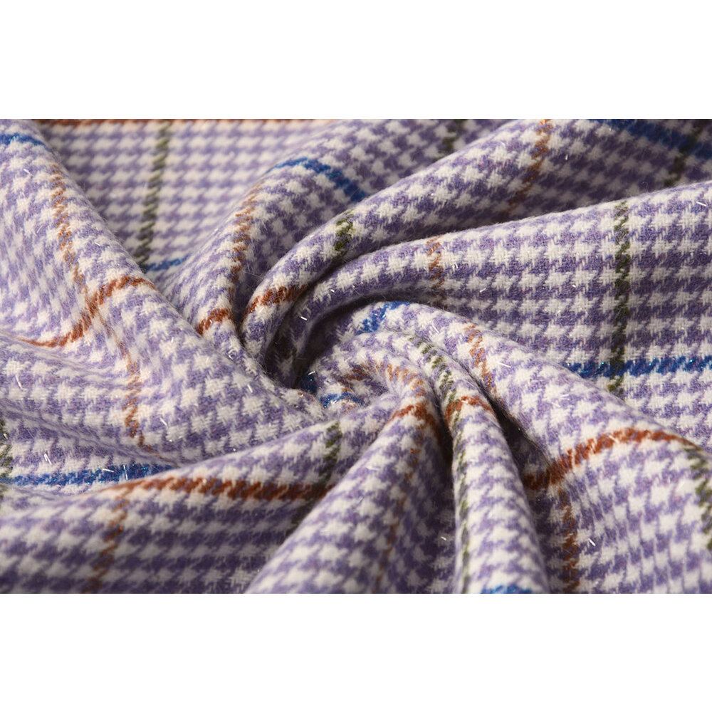 Geweven Wollen Stof Fijne Ruit Lila - YES Fabrics