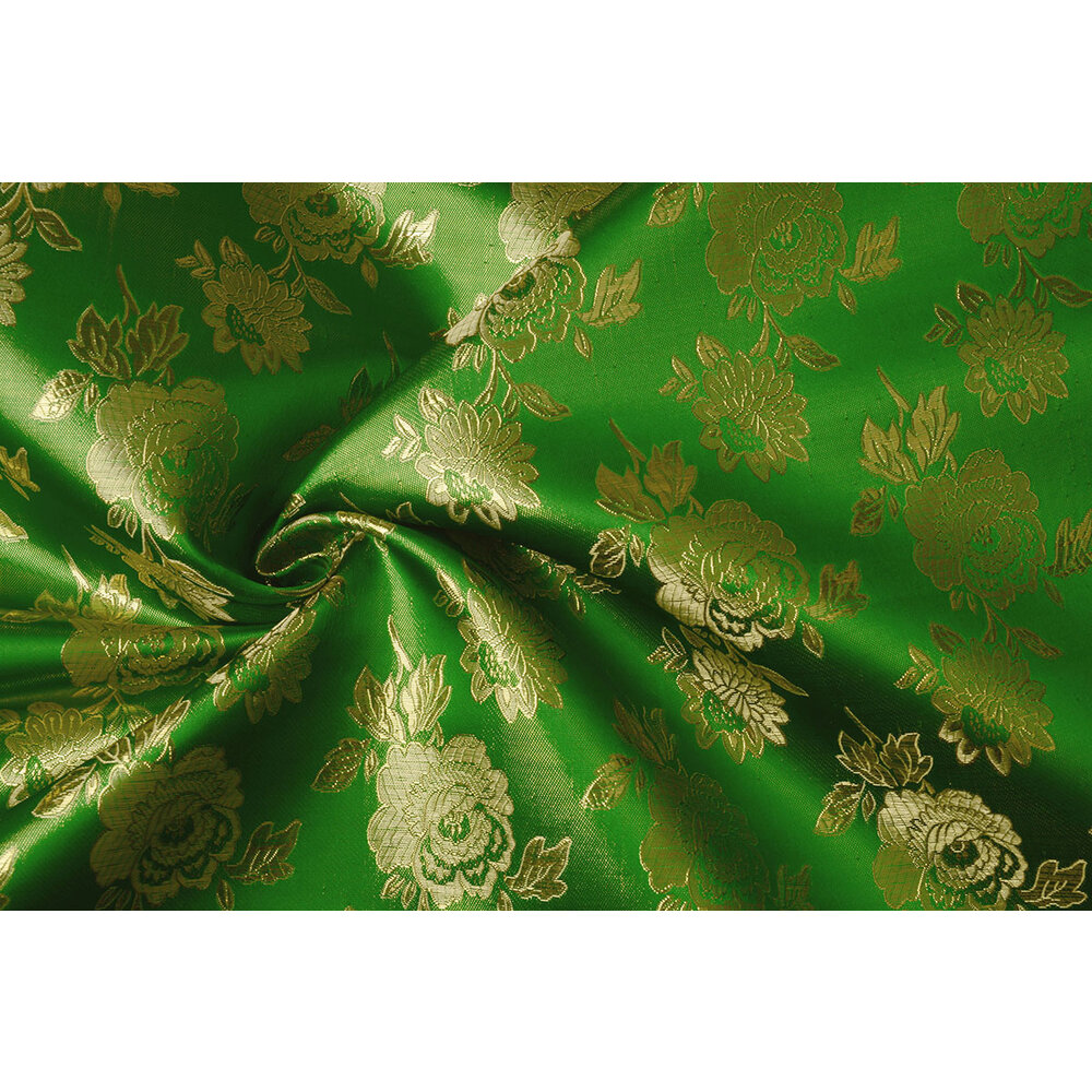 Brokaat Roos Dide Groen - YES Fabrics