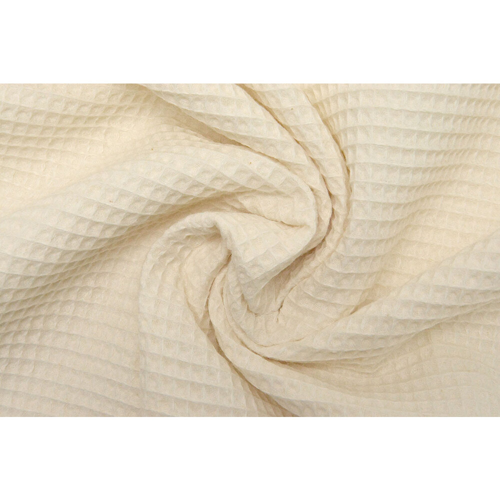 Linen Waffle Pique Fabric Creme - YES Fabrics